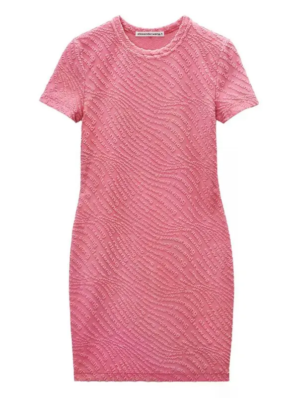 Alexander Wang Short-sleeve Logo-embossed Dress - Pink