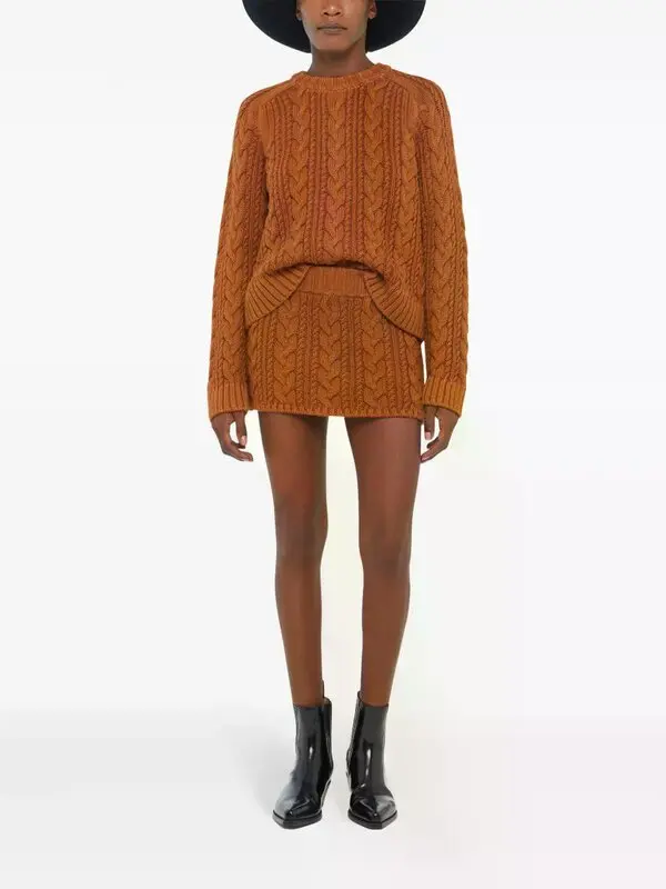 Alanui Cable-knit Mid-rise Skirt