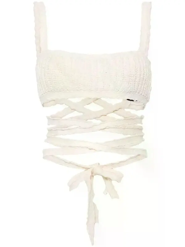 Alanui Lush Nature Cotton Top - Neutrals