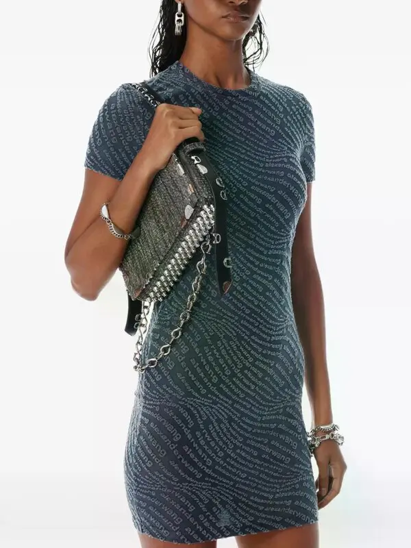 Alexander Wang Logo-embossed Short-sleeve Dress - Grey