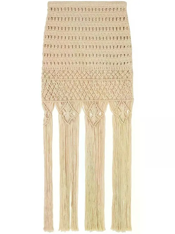 Alanui A Love Letter To India Crochet Skirt - Neutrals