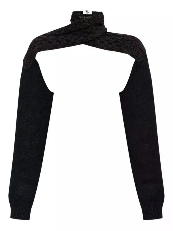 Fendi Cable-knit High Neck Long Sleeve Sweater
