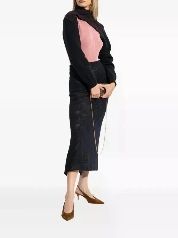 Fendi Cable-knit High Neck Long Sleeve Sweater