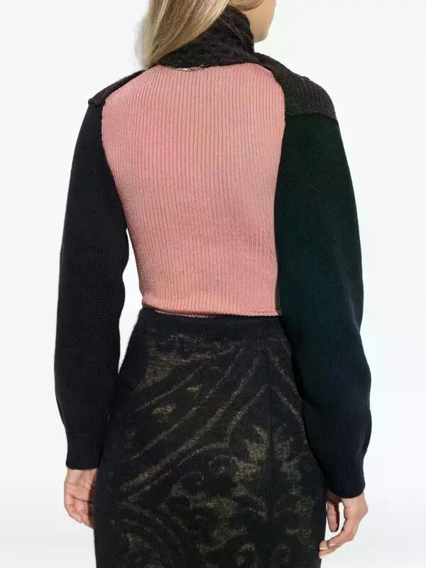 Fendi Cable-knit High Neck Long Sleeve Sweater
