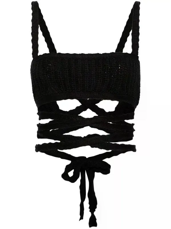 Alanui Lush Nature Knitted Top - Black