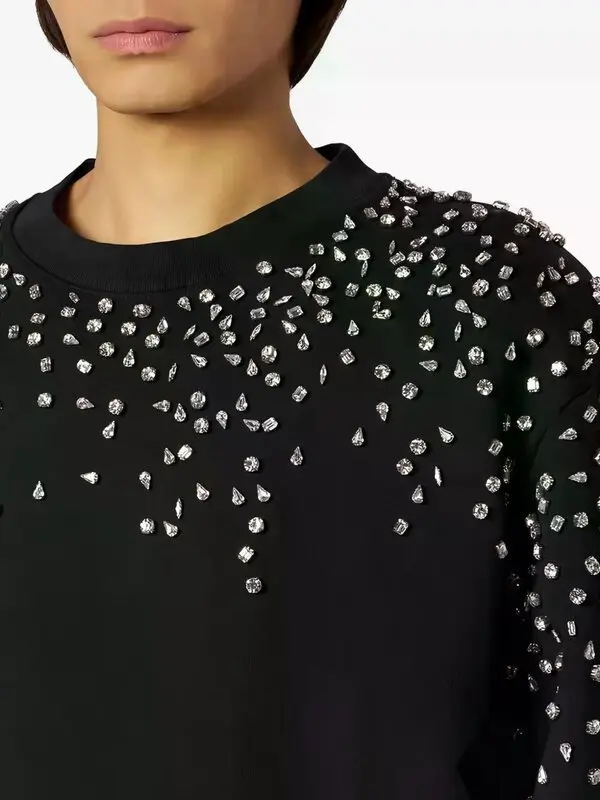 1989 STUDIO Cotton Crewneck Sweatshirt With Rhinestone Embellishments
