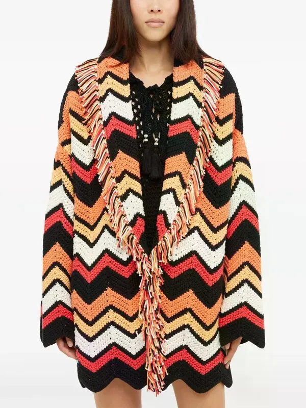 Alanui Kaleidoscopic Chevron Knit Cardigan