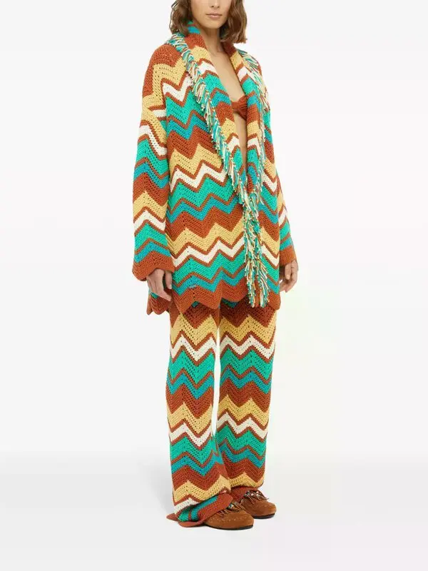 Alanui Kaleidoscopic Chevron Knit Cardigan