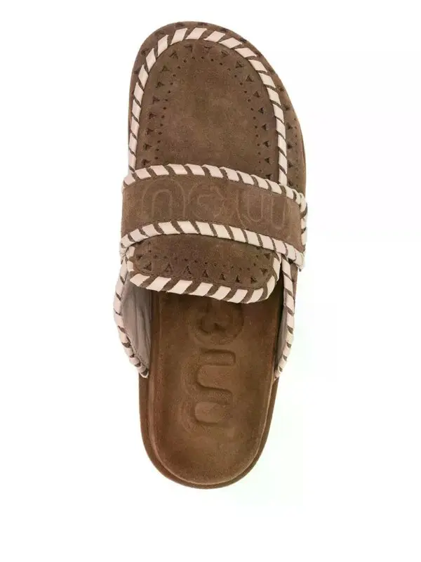Mou Braided-detail Suede Mules