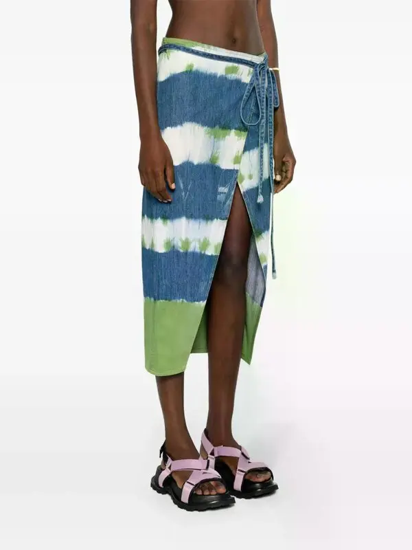 Alanui Magic Journey Denim Wrap Skirt