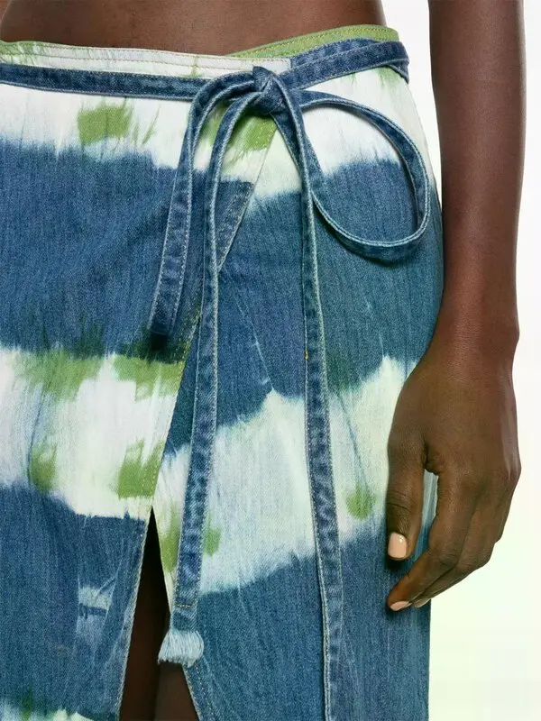 Alanui Magic Journey Denim Wrap Skirt