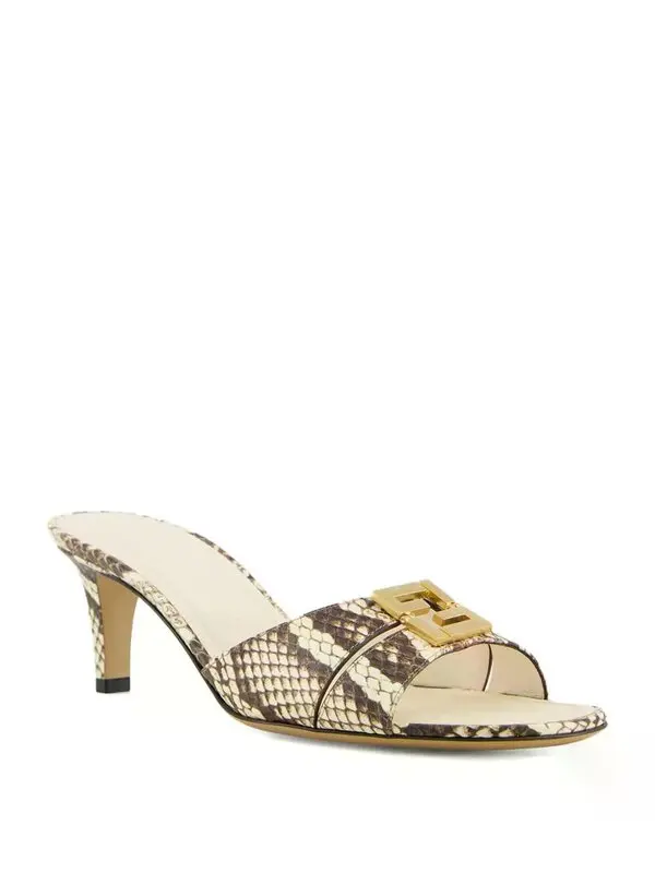 Fendi Snakeskin Print Leather Heeled Sandals