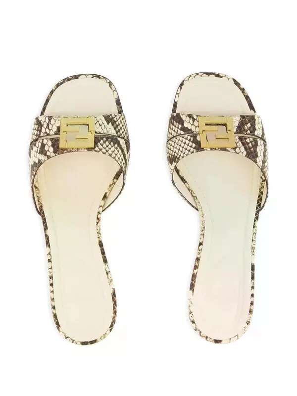 Fendi Snakeskin Print Leather Heeled Sandals