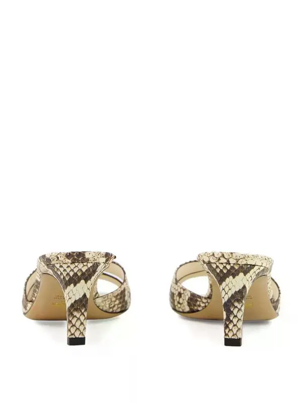 Fendi Snakeskin Print Leather Heeled Sandals