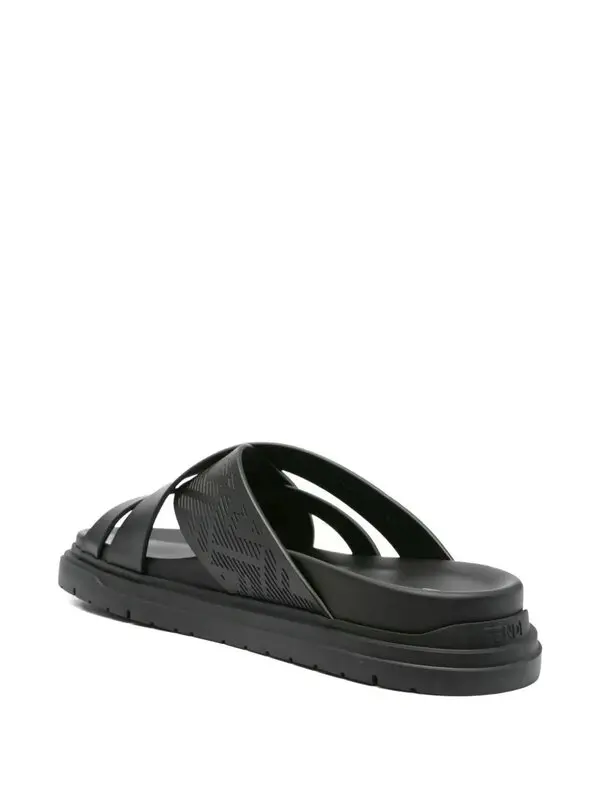 Fendi Cross-strap Leather Slides