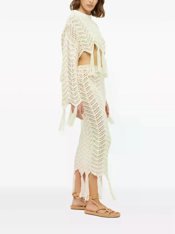 Alanui Chevron Knit Fringed Cropped Jumper