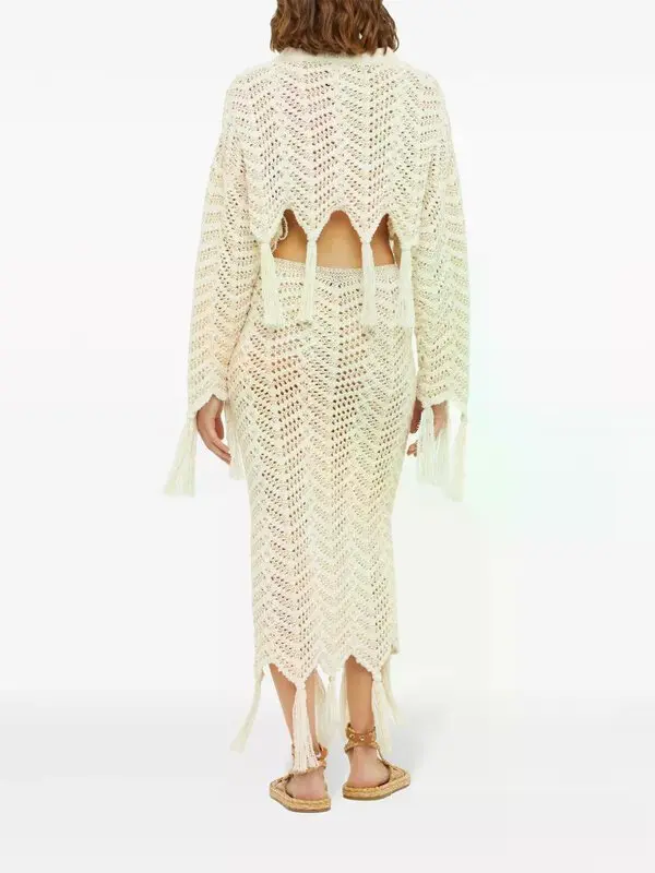 Alanui Chevron Knit Fringed Cropped Jumper