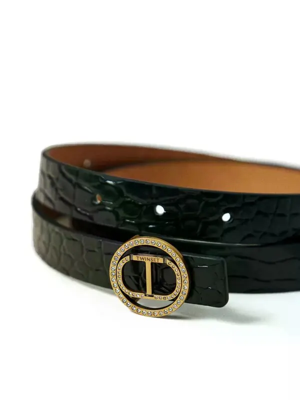 TWINSET Embossed Crocodile Leather Belt