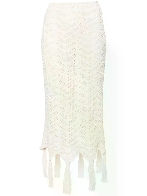 Alanui Chevron-knit Maxi Skirt - Neutrals