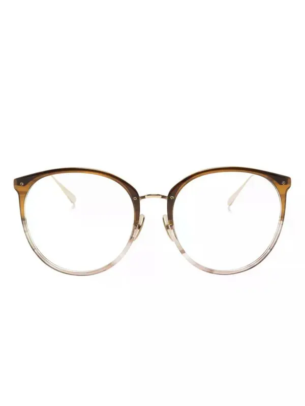Linda Farrow Kings Round-frame Glasses - Brown