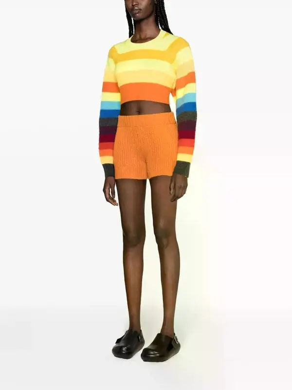 Alanui Ribbed Knit Cotton-cashmere Blend Shorts