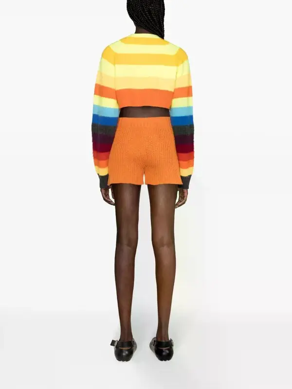 Alanui Ribbed Knit Cotton-cashmere Blend Shorts