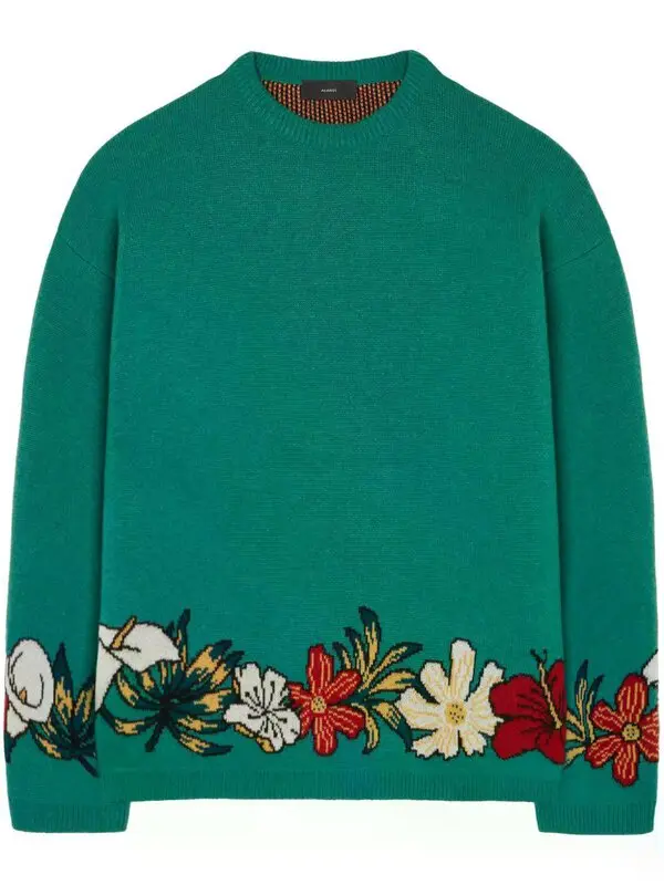 Alanui Floral Intarsia-knit Cashmere Jumper - Green