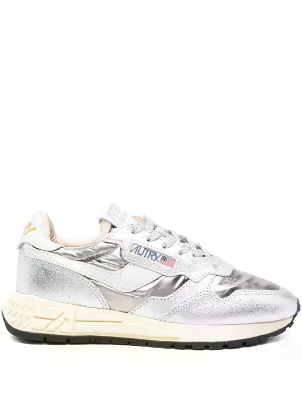 AUTRY Reelwind Metallic Leather Sneakers - Silver