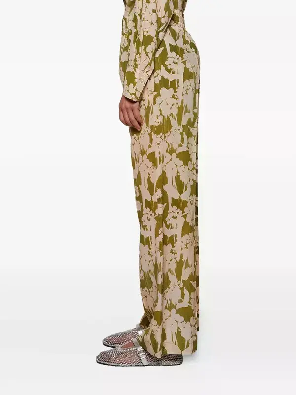 Victoria Beckham Floral-print Trousers - Green