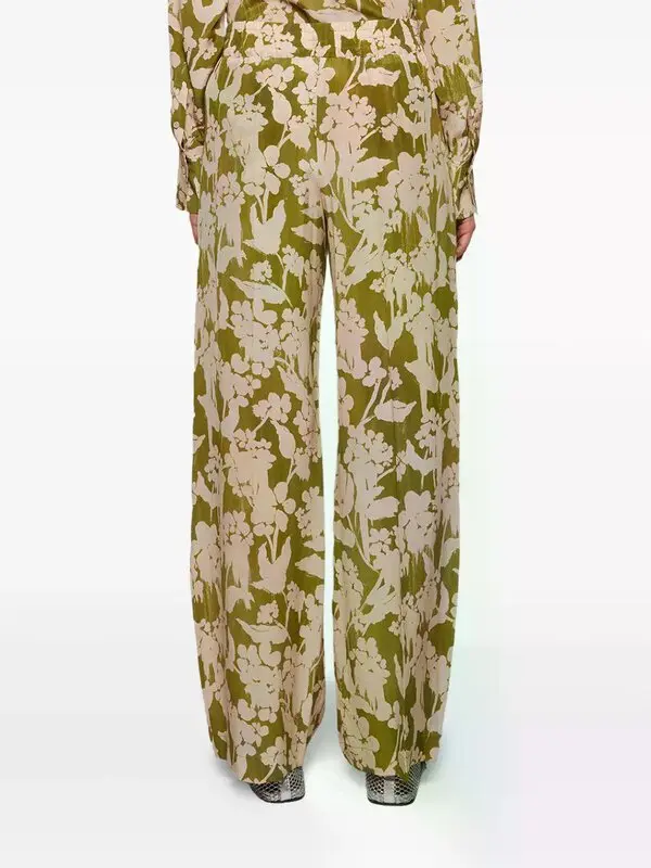 Victoria Beckham Floral-print Trousers - Green