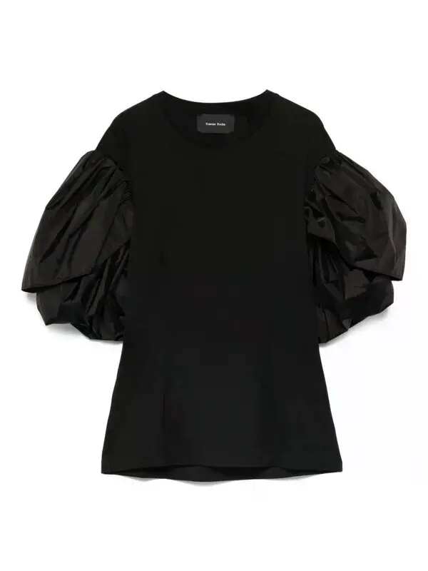Simone Rocha Ruffled-sleeves T-shirt - Black