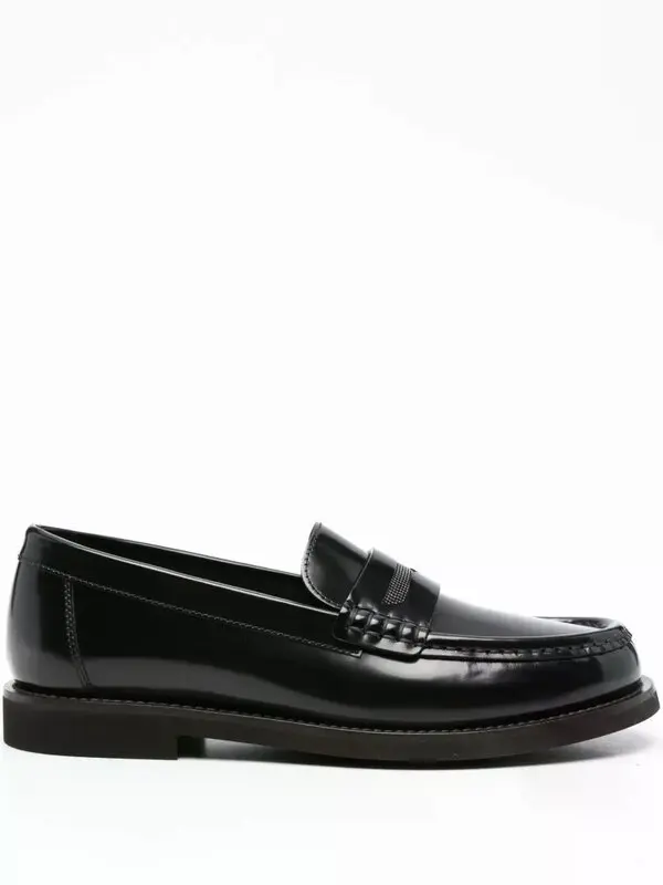 Brunello Cucinelli Monili Chain-detailed Loafers - Black