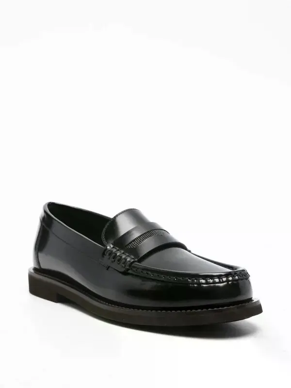 Brunello Cucinelli Monili Chain-detailed Loafers - Black