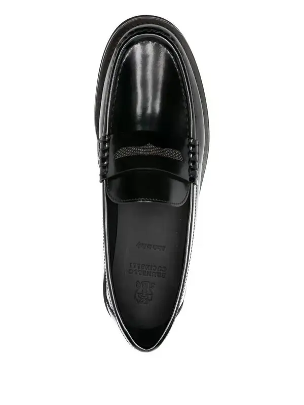 Brunello Cucinelli Monili Chain-detailed Loafers - Black