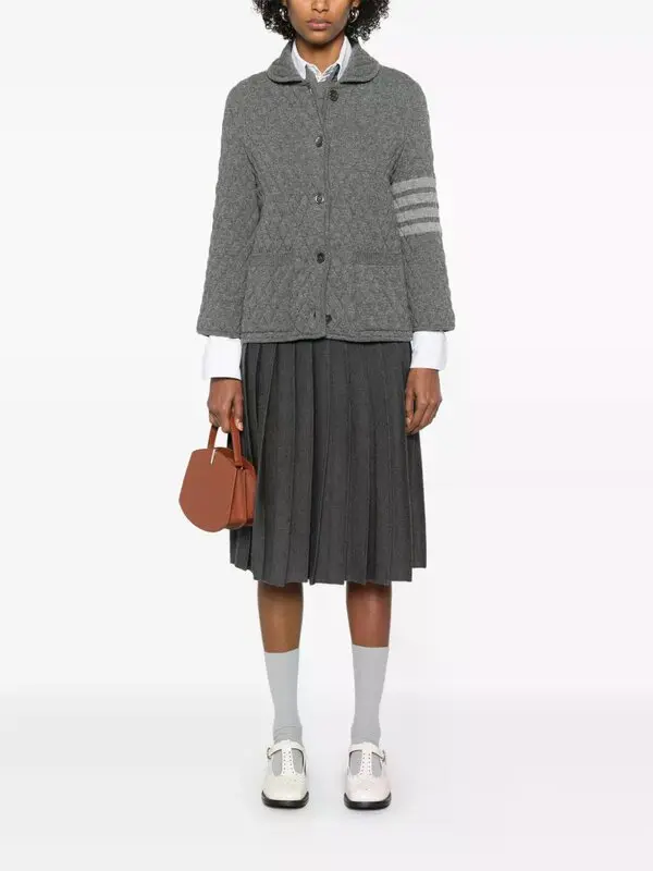 Thom Browne 4 Bar Stripes Quilted Jacket - Grey