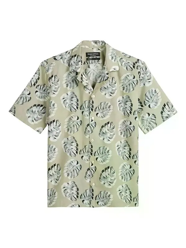 Marc O'polo Leaf-print Short-sleeve Shirt - Green