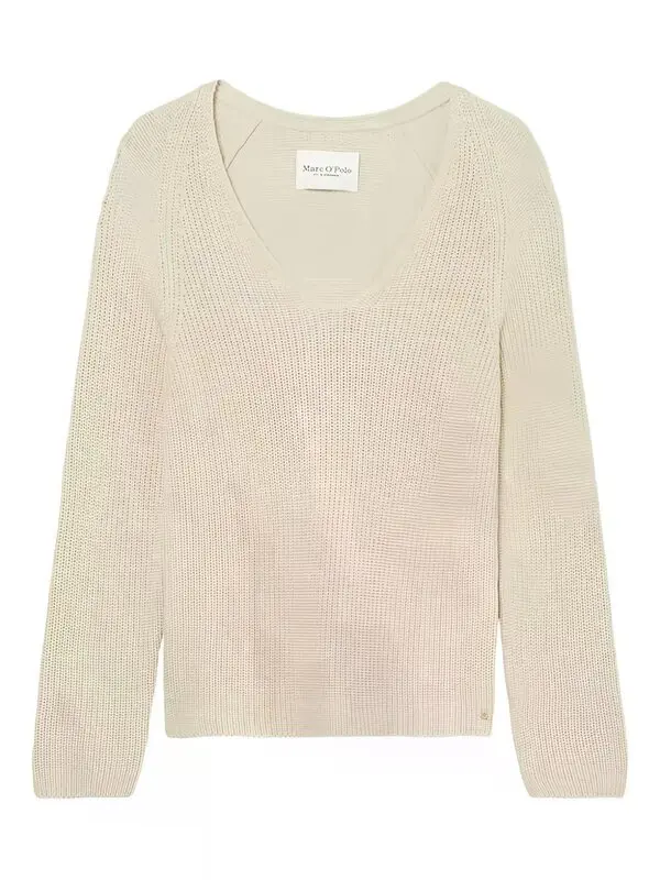Marc O'polo V-neck Ribbed Sweater - Neutrals