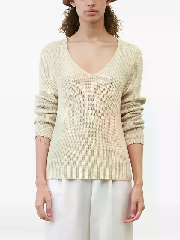 Marc O'polo V-neck Ribbed Sweater - Neutrals