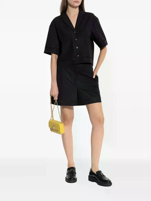 Theory Eyelet-detail Poplin Shorts - Black