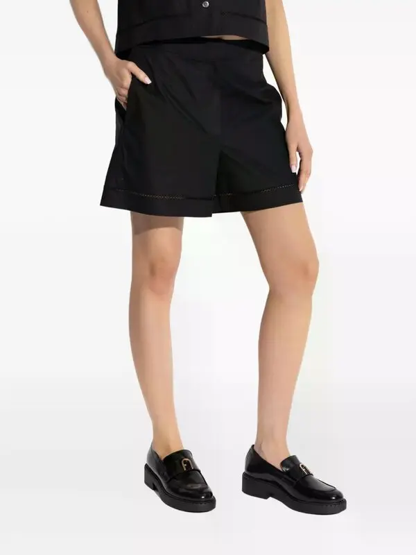 Theory Eyelet-detail Poplin Shorts - Black