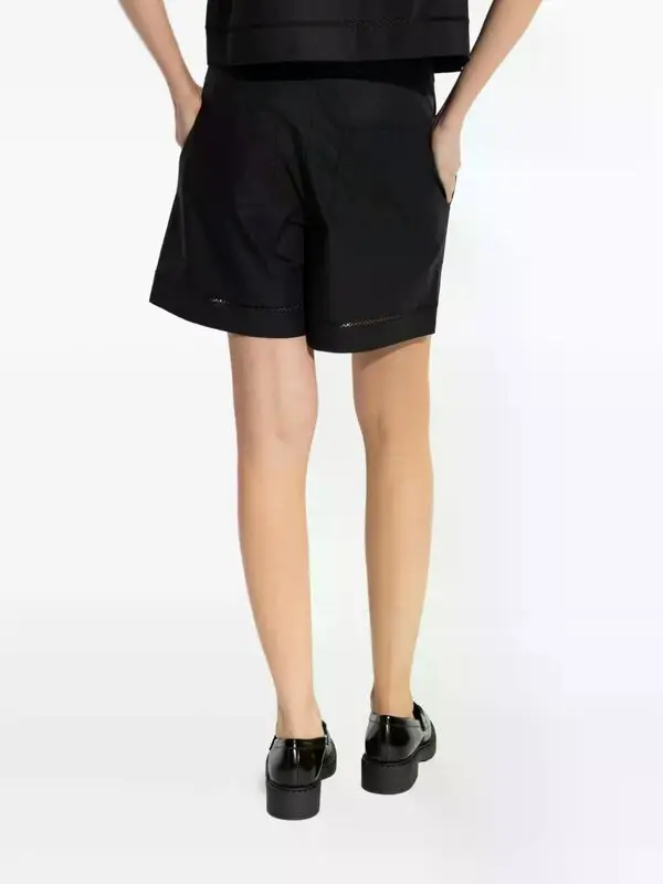 Theory Eyelet-detail Poplin Shorts - Black