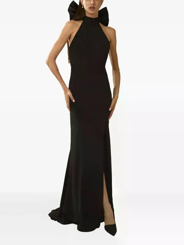 Nicole Miller Bow-detail Halterneck Dress - Black