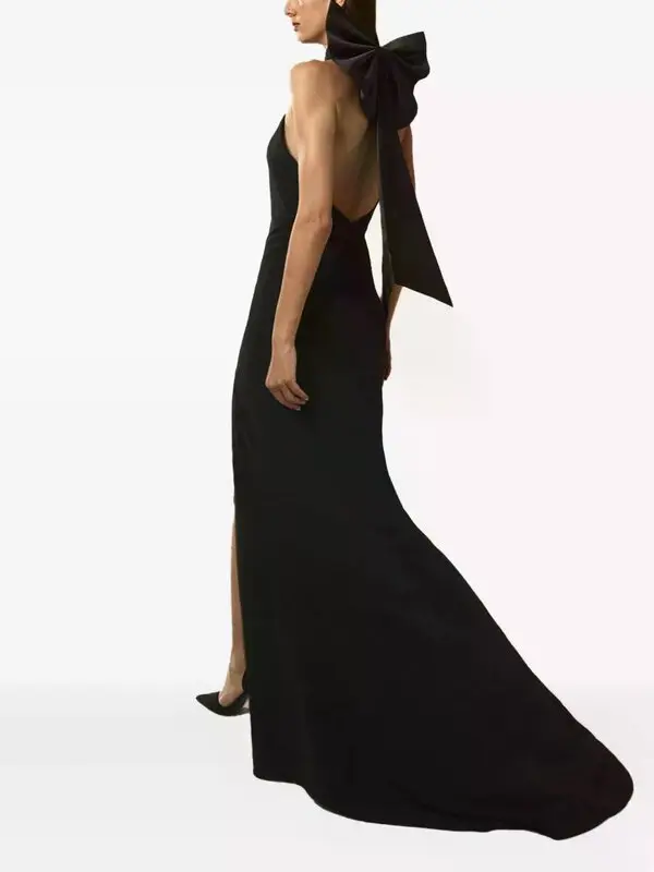 Nicole Miller Bow-detail Halterneck Dress - Black