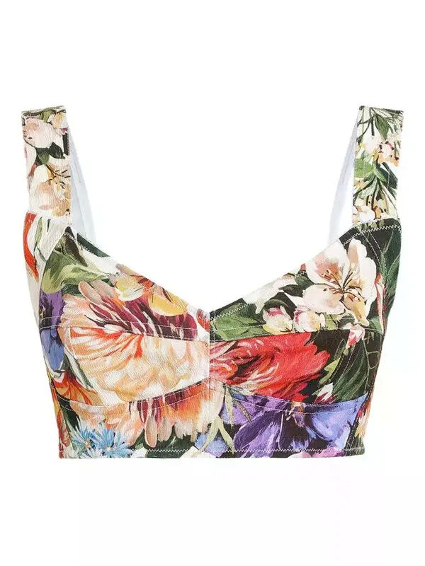 Dolce & Gabbana Floral-print Bralette Top - White