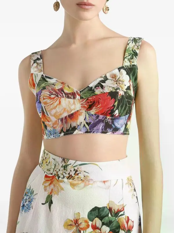 Dolce & Gabbana Floral-print Bralette Top - White