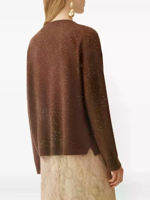 Fabiana Filippi Sequin-embellished V-neck Jumper - Brown