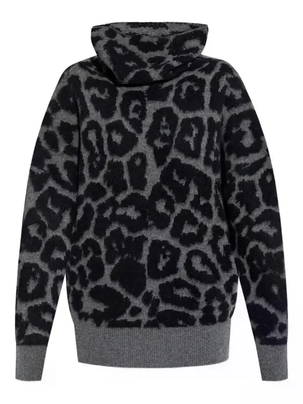 Stella McCartney Leopard-pattern Roll-neck Jumper - Grey