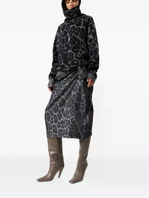 Stella McCartney Leopard-pattern Roll-neck Jumper - Grey