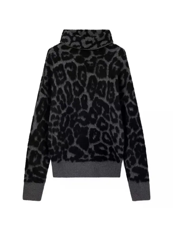 Stella McCartney Leopard-pattern Roll-neck Jumper - Grey