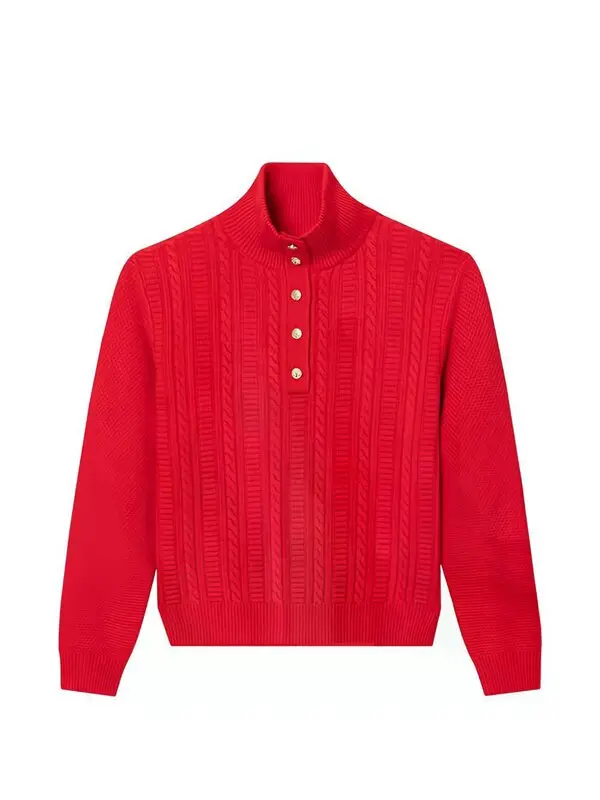 A.p.c. Thea Cable-knit Button Sweater - Red